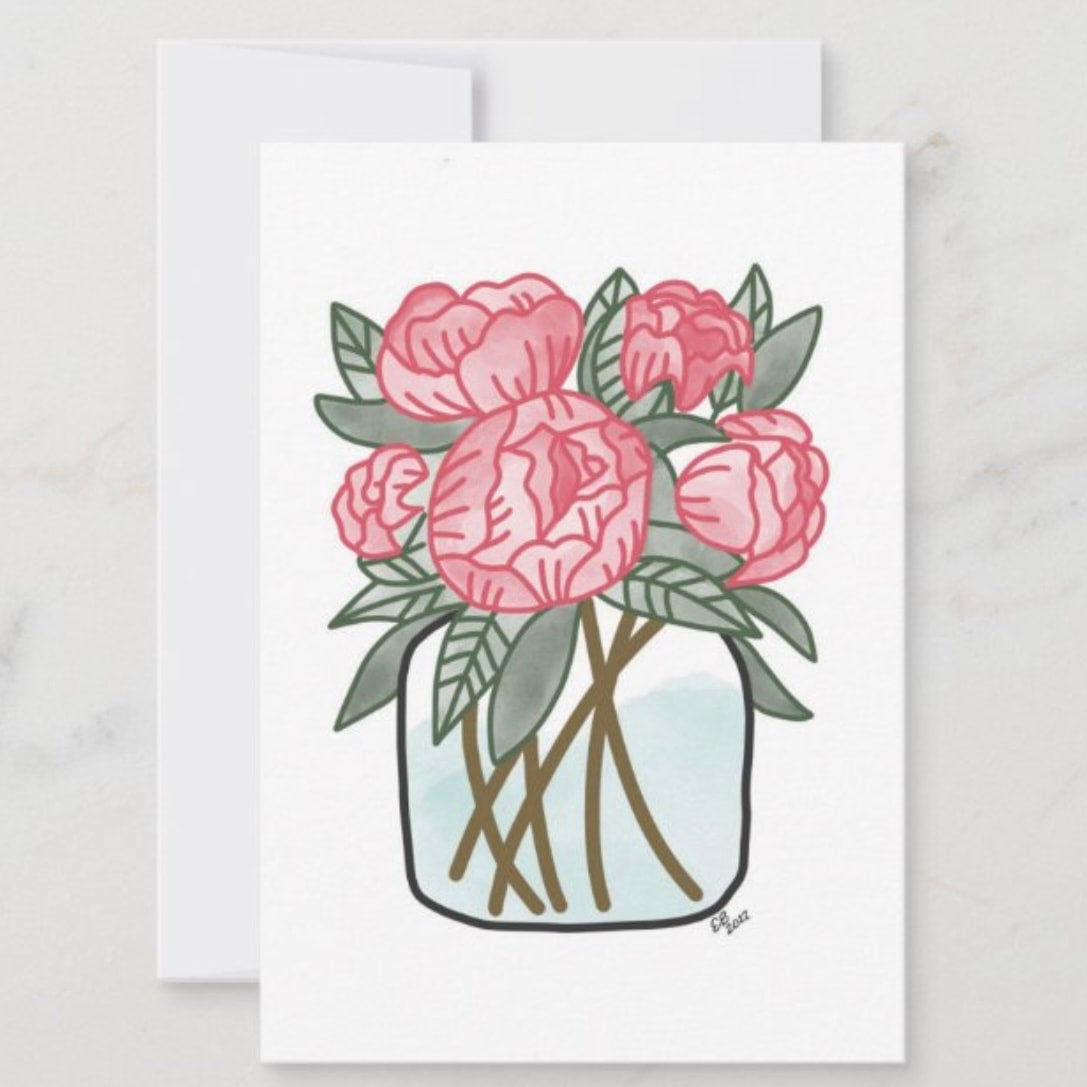 Fresh Cut Peonies Note Cards | Ethel B Designs