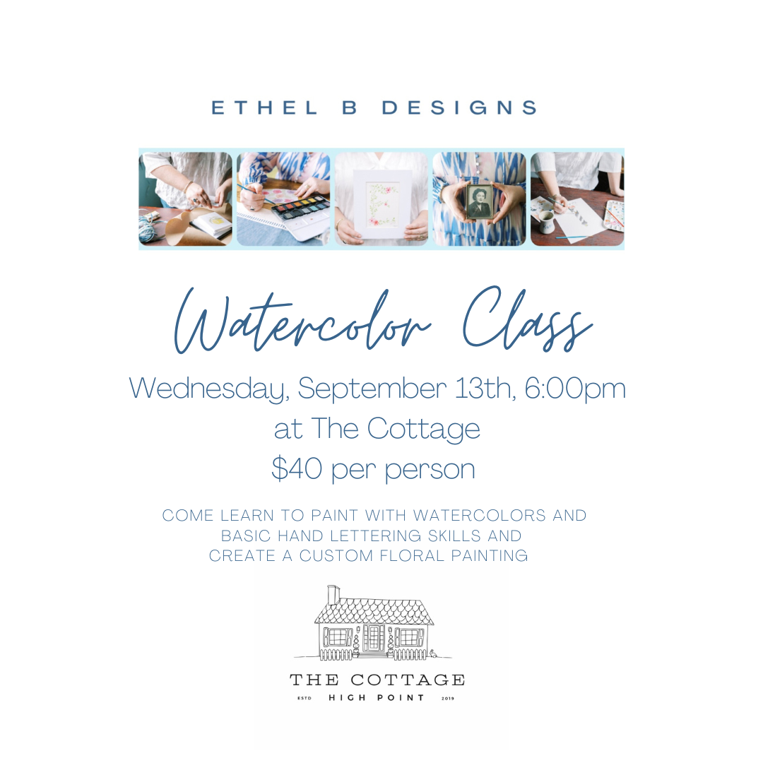 Custom Watercolor and Hand Lettering Class * The Cottage * September ...